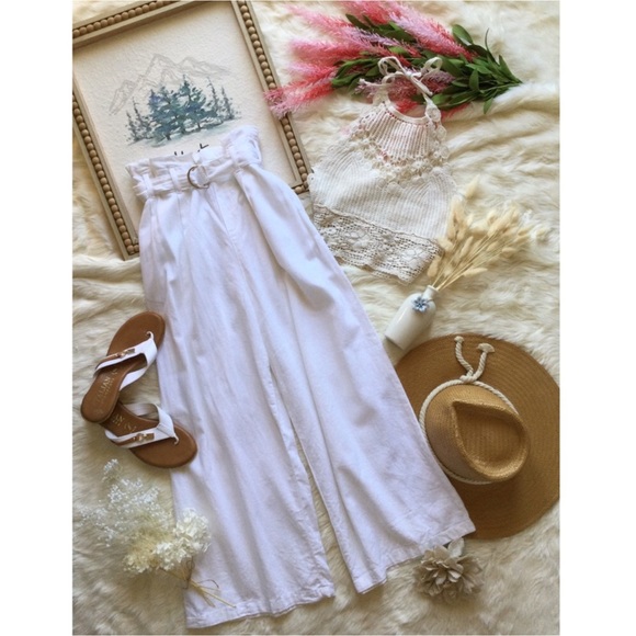 Love Tree | Pants & Jumpsuits | Nwt Love Tree Salt Wave Linen Wide Leg ...